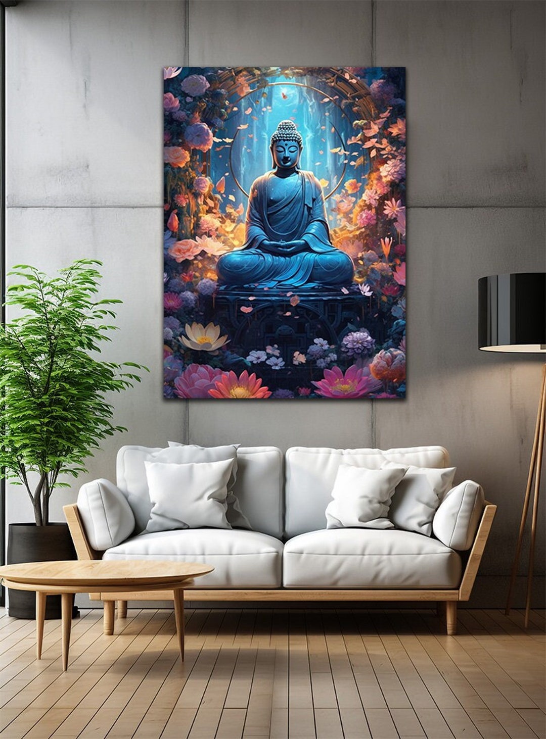 Flower Buddha Table, Buddha Canvas Painting,meditation Art,meditation ...