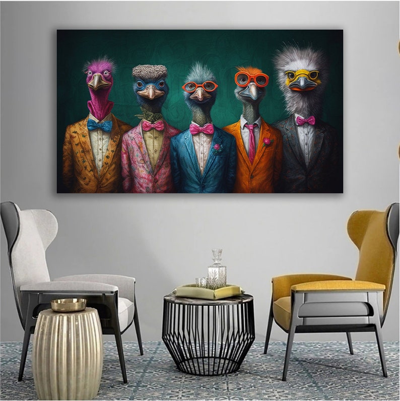 Ostrich Canvas Pop Art Canvas Painting Funny Ostrich Wall - Etsy