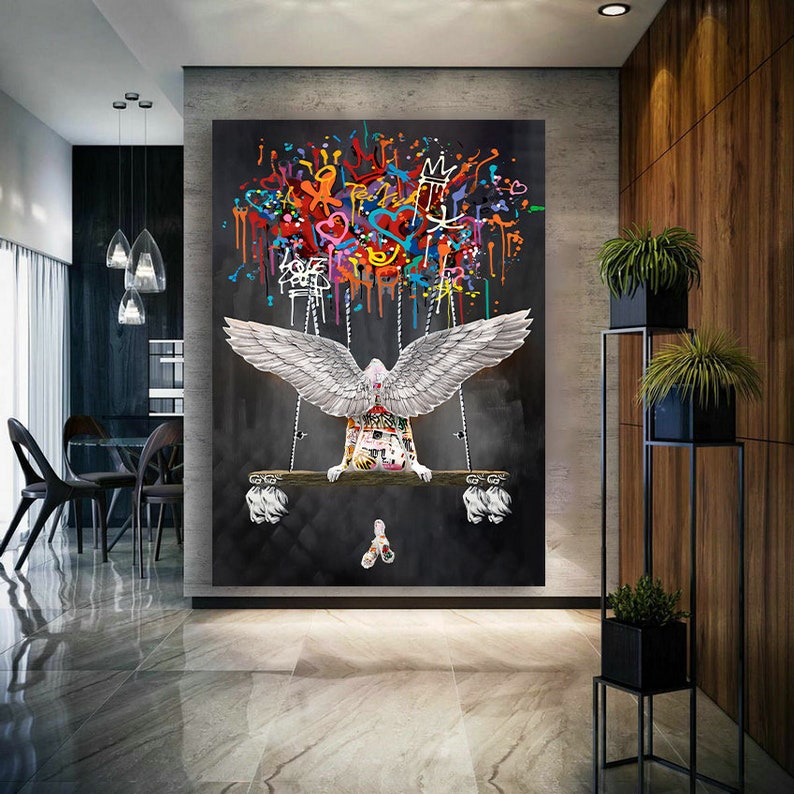 Banksy Boy Flying With Balloon Canvas Banksy Balloon Canvas - Etsy