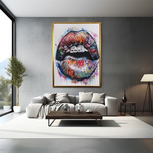 Graffiti Lip Canvas Wall Art, Lip Canvas Print,pop Art Lip Painting ...