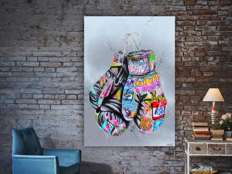 Boxing Glove Canvas Painting Graffiti Boxer Art Boxing Wall - Etsy