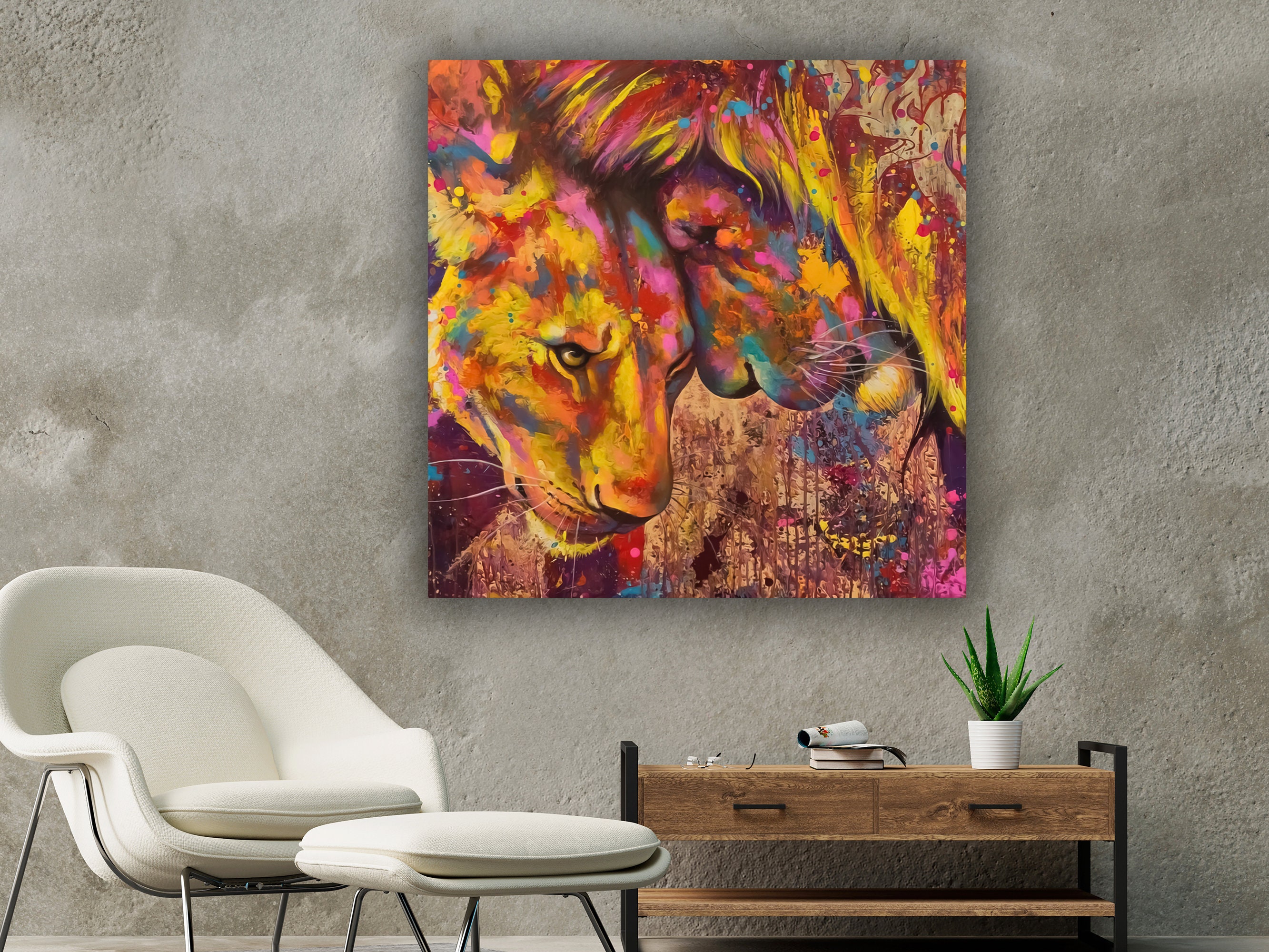 Lions Wall Art, Lion Canvas, Lion Love Canvas, Black White Lions Wall ...