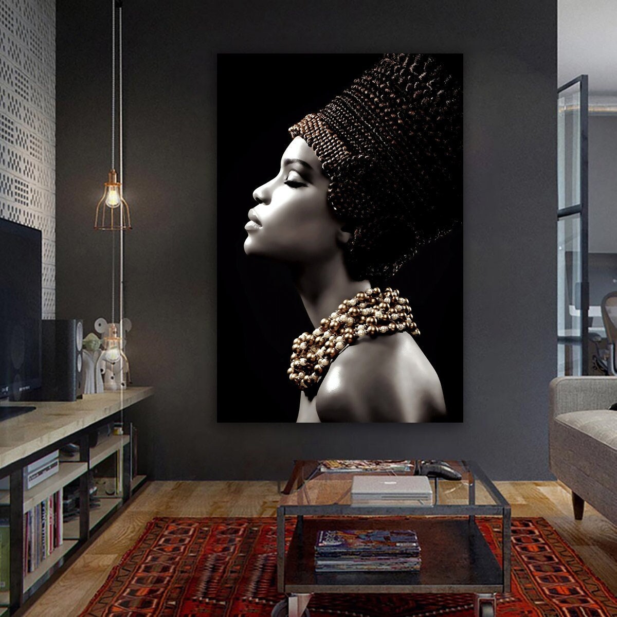 Ethnic Girl Canvas Wall Art, African Woman Canvas Print Art, African Girl Art Canvas Printing ...