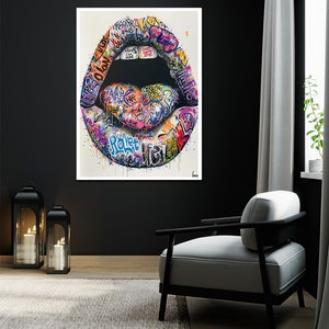 Graffiti Lip Canvas Wall Art, Lip Canvas Print,pop Art Lip Painting ...
