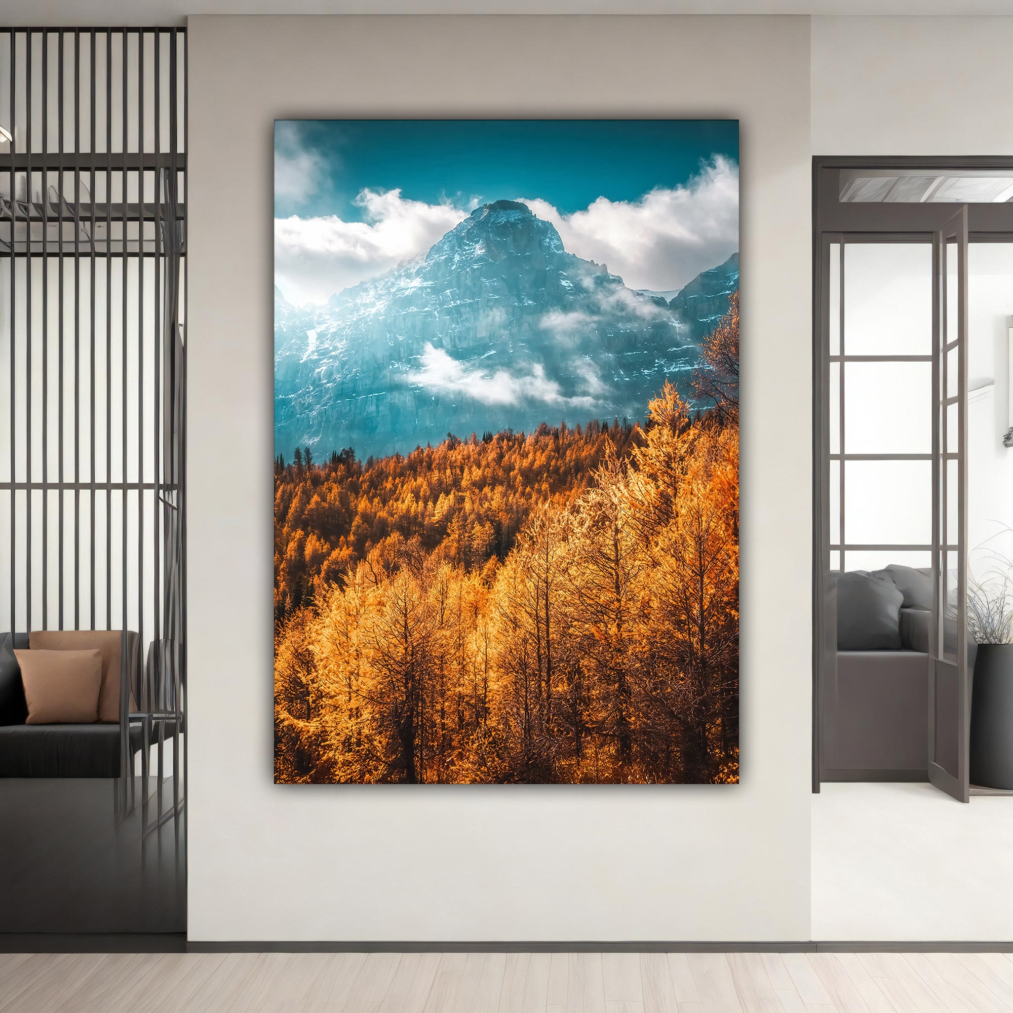Fall Landscape Canvas, Forest and Mountain Wall Art, LANDSPACE Poster ...