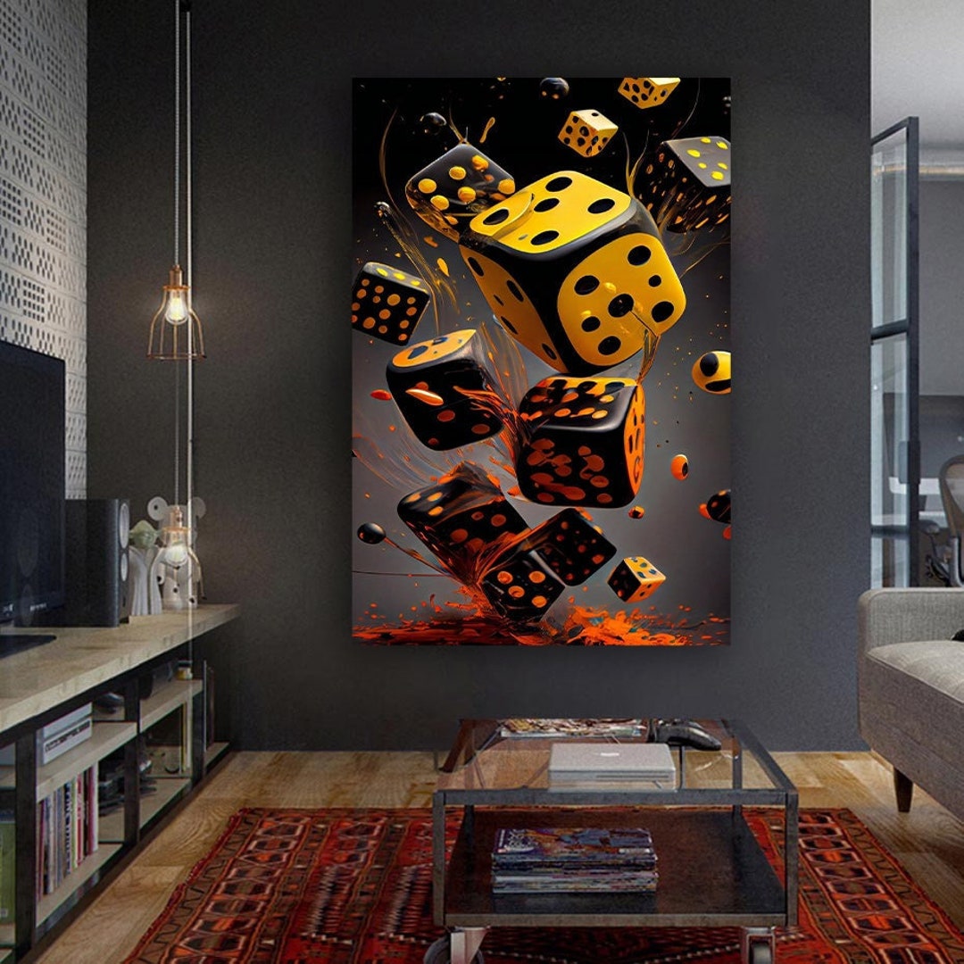 Poker Gaming Dice Art, Artwork on Canvas Picture of Gambling for Wall ...