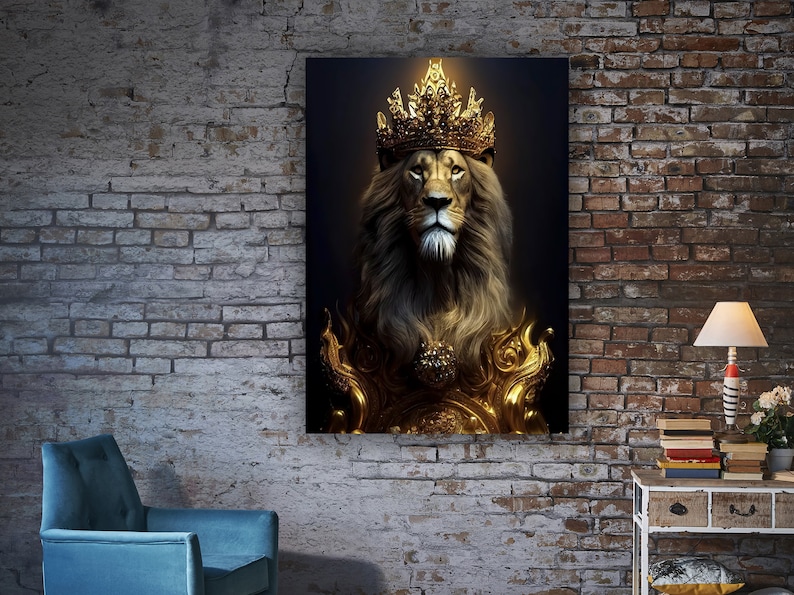 Lion King Canvas Painting, Lion Portrait Wall Art, Lion Print, Lion ...