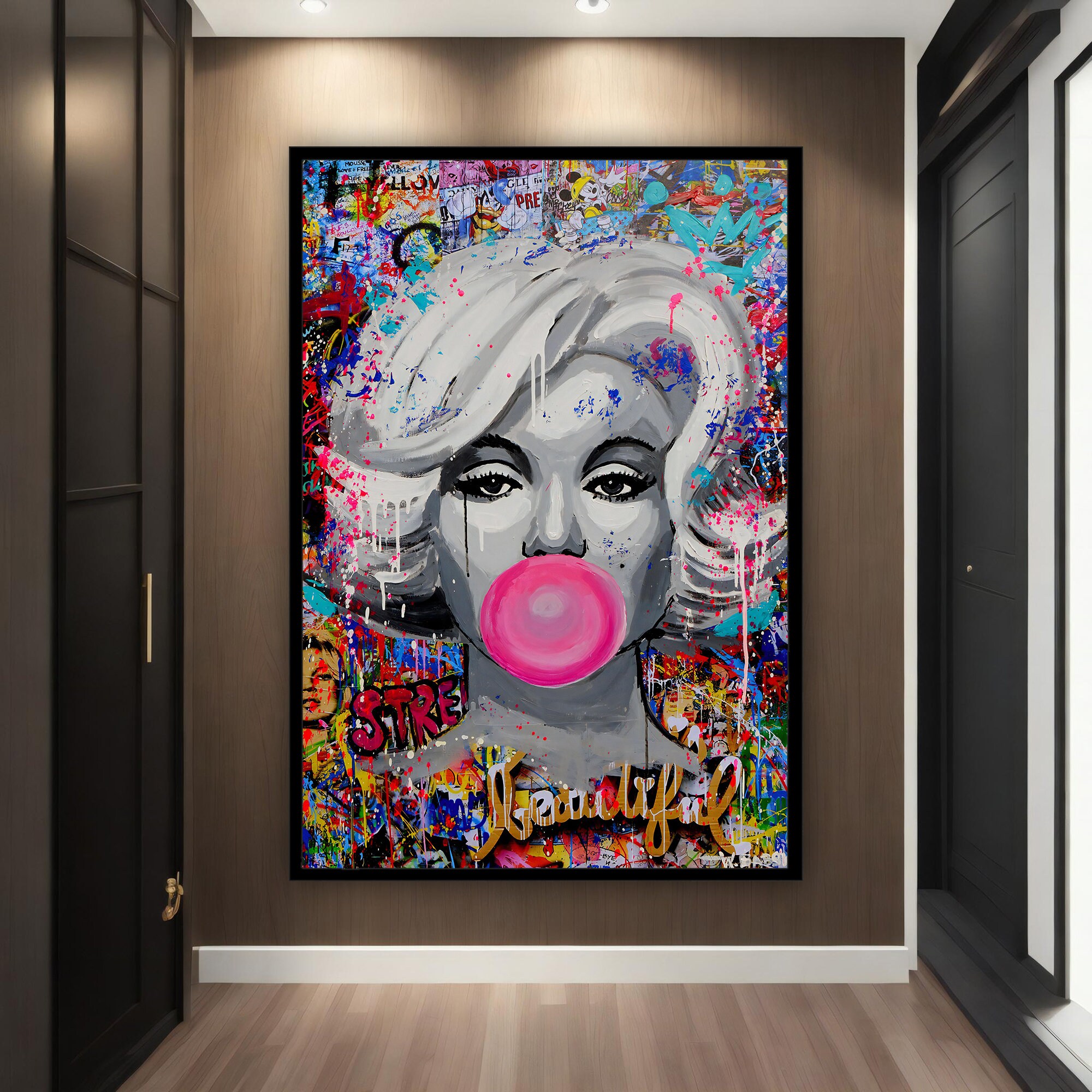 Gummy Graffiti Woman Canvas Gum Blasting Canvas Graffiti Etsy