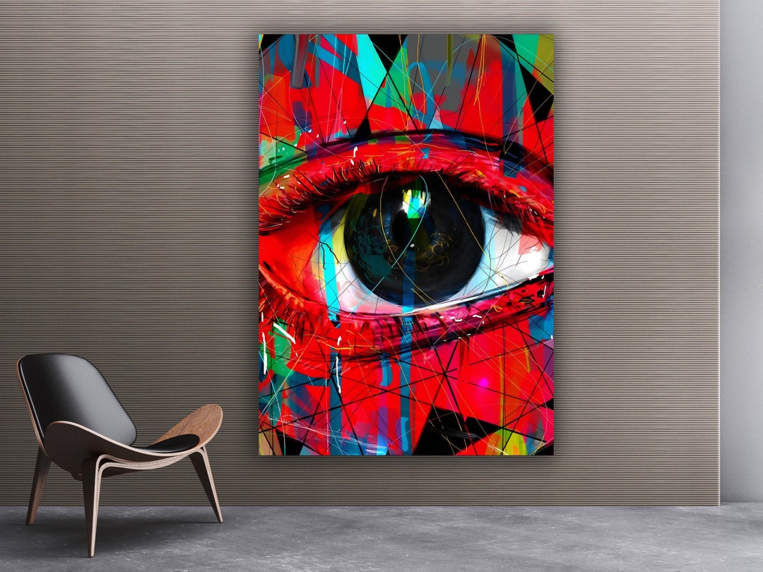 Eye Canvas Painting, Abstract Eye Print, Surreal Red Eye Art, Fantasy ...