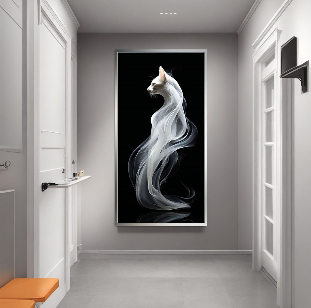 White Cat Canvas, Cat Wall Art, White Cat Poster, Cat Wall Decor - Etsy