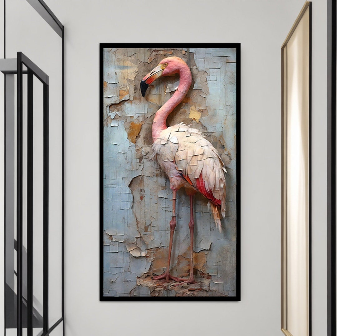 Flamingo Canvas Painting, Pink Flamingo Art, Pink Flamingo Wall Decor ...