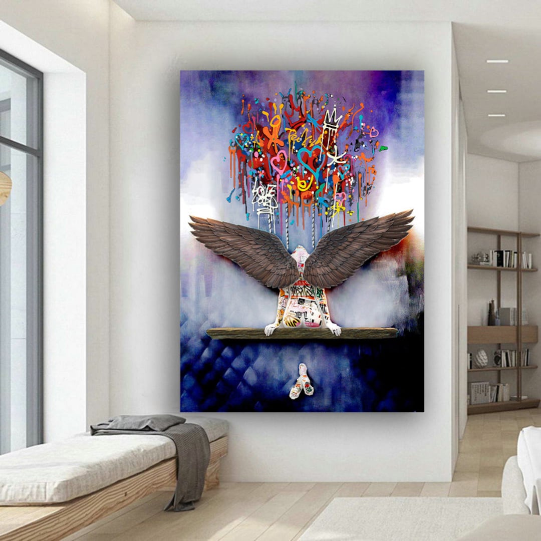 Winged Angel Woman Canvas Wall Art , Angel Canvas Painting - Etsy