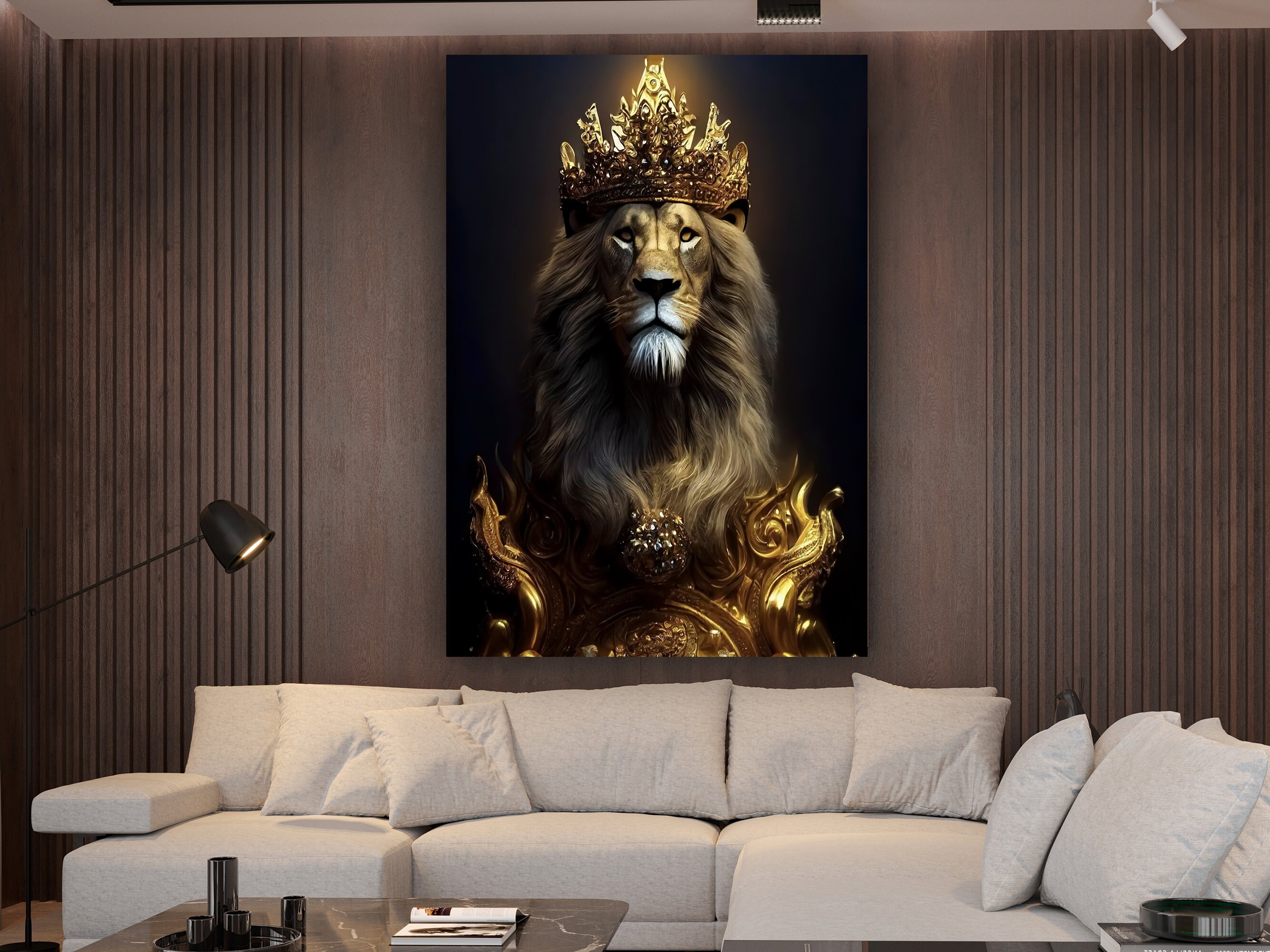 Lion King Canvas Painting Lion Portrait Wall Art Lion Print - Etsy