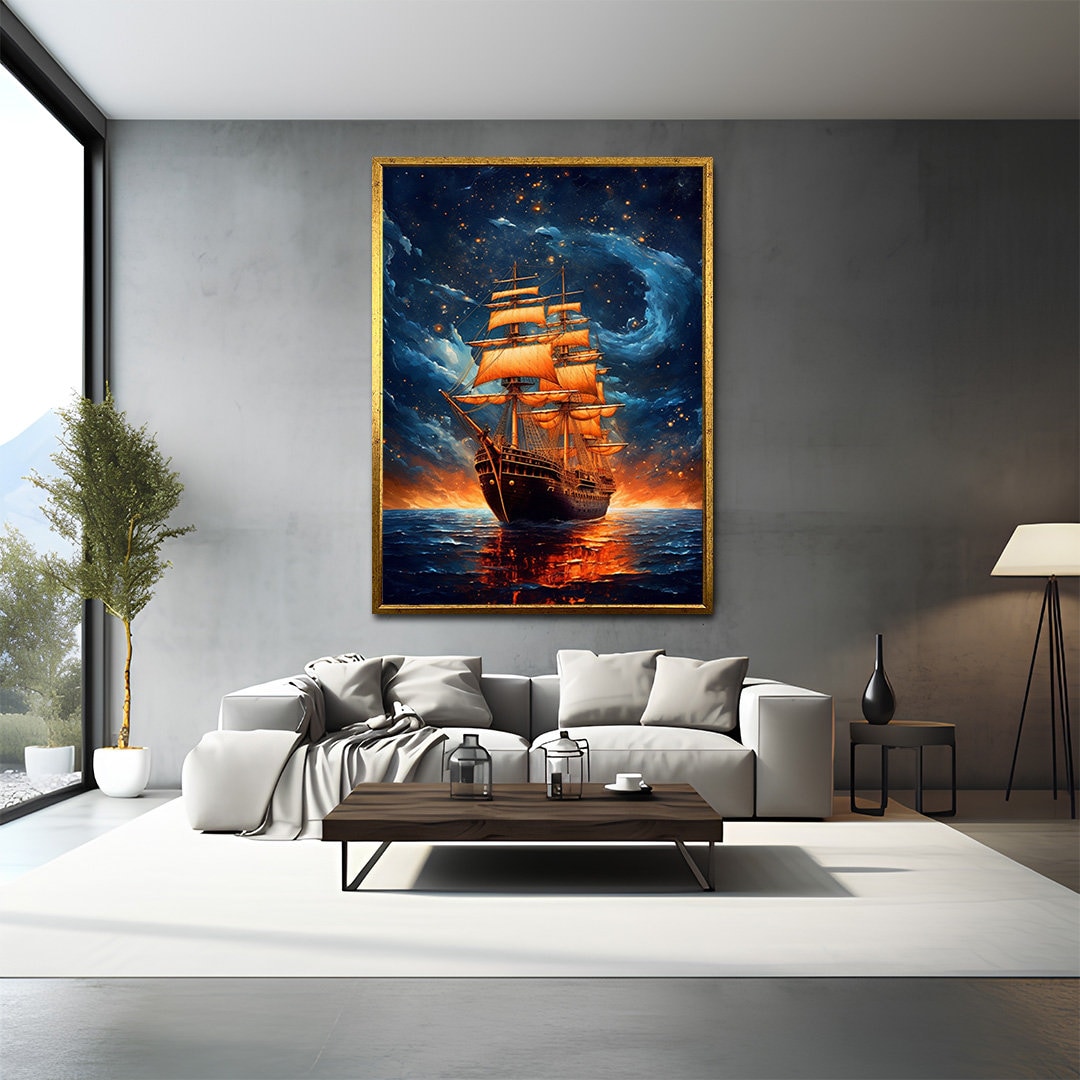 Ship Canvas Painting, Ship Landscape Painting, Sea Landscape Painting ...