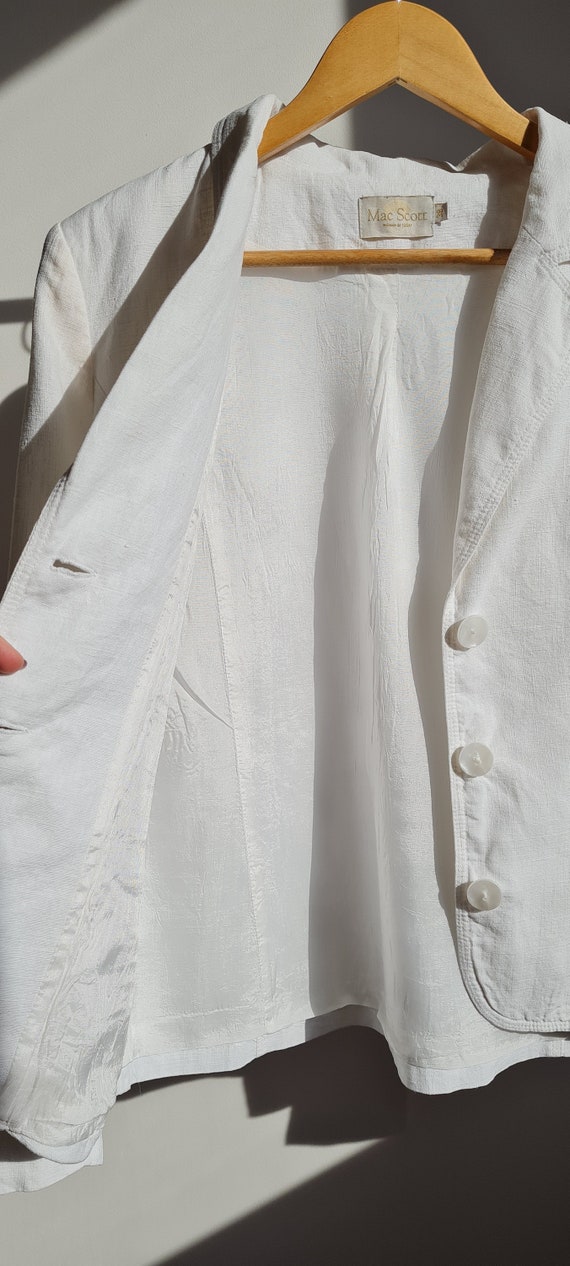 100% Ramie Mac Scott snow white vintage 90's blazer - Gem