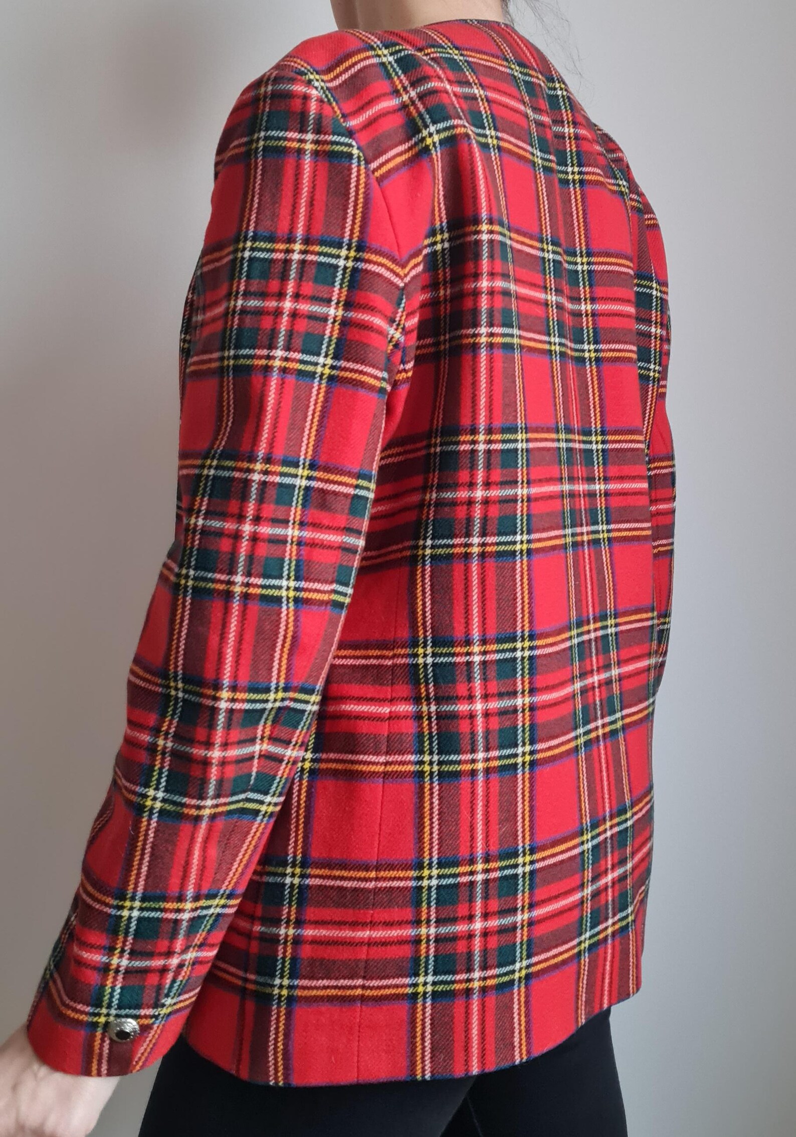 Vintage Pure New Wool Tartan Blazer|made in UK Red Checkered Jacket ...