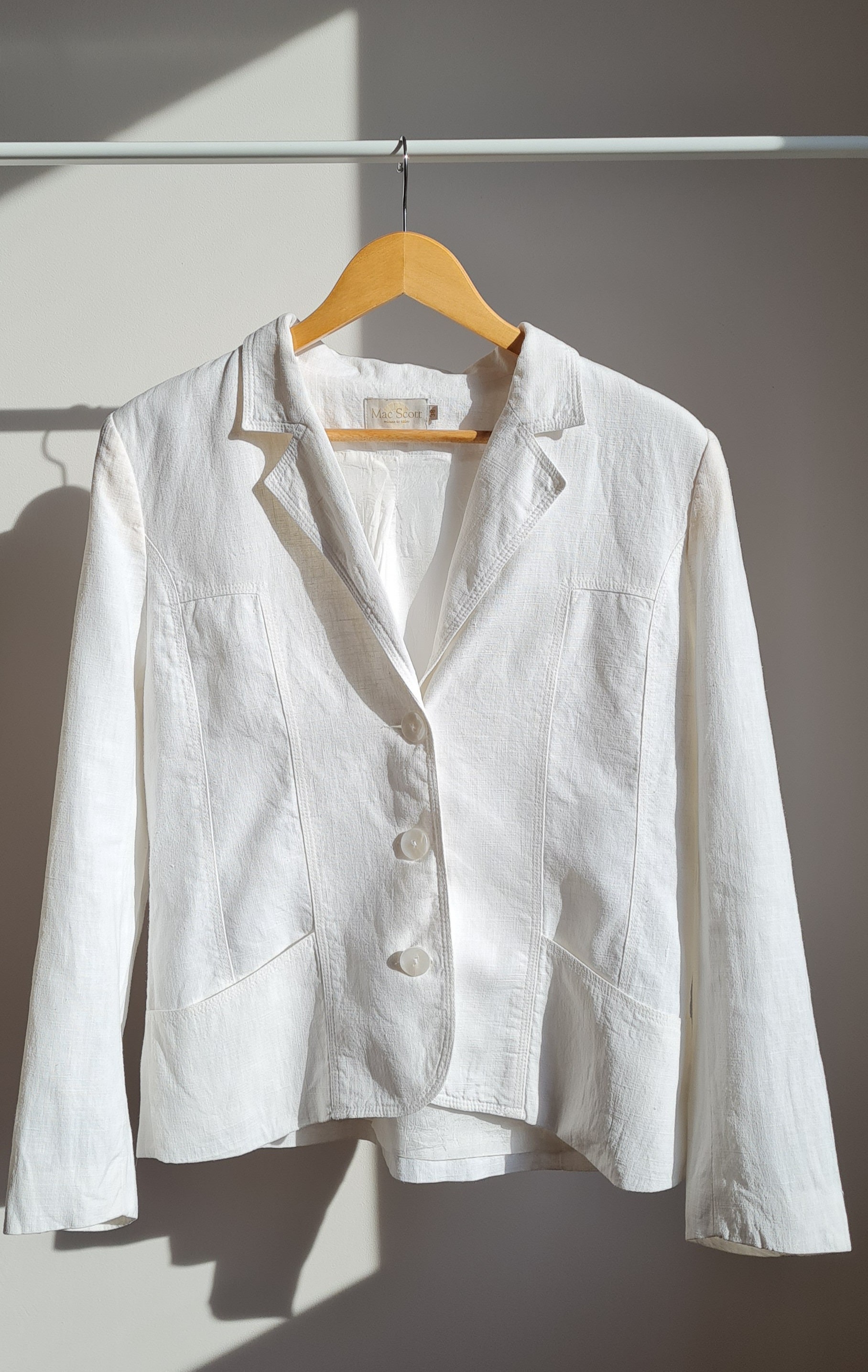 100% Ramie Mac Scott Snow White Vintage 90's Blazer - Etsy