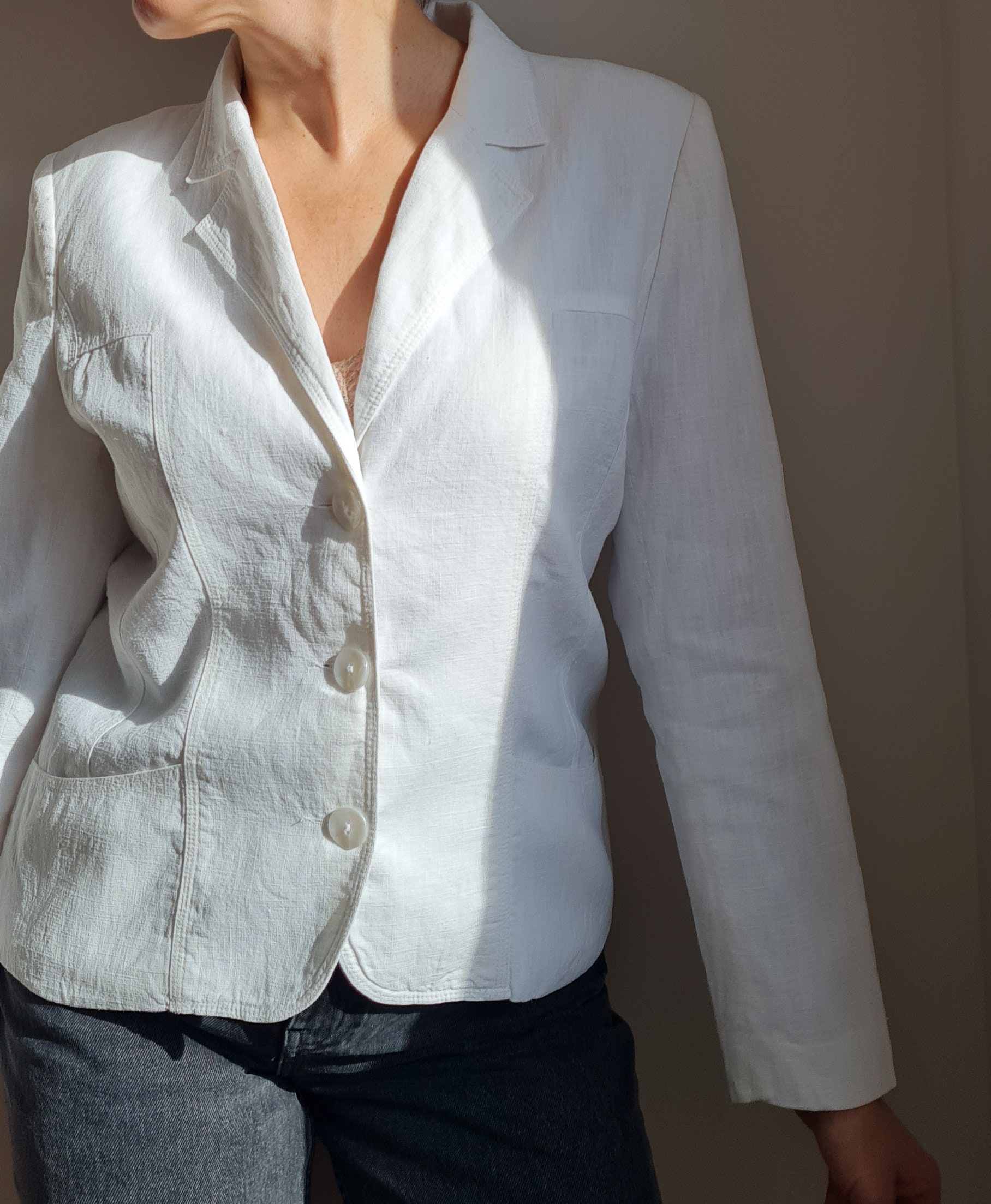 100% Ramie Mac Scott Snow White Vintage 90's Blazer - Etsy