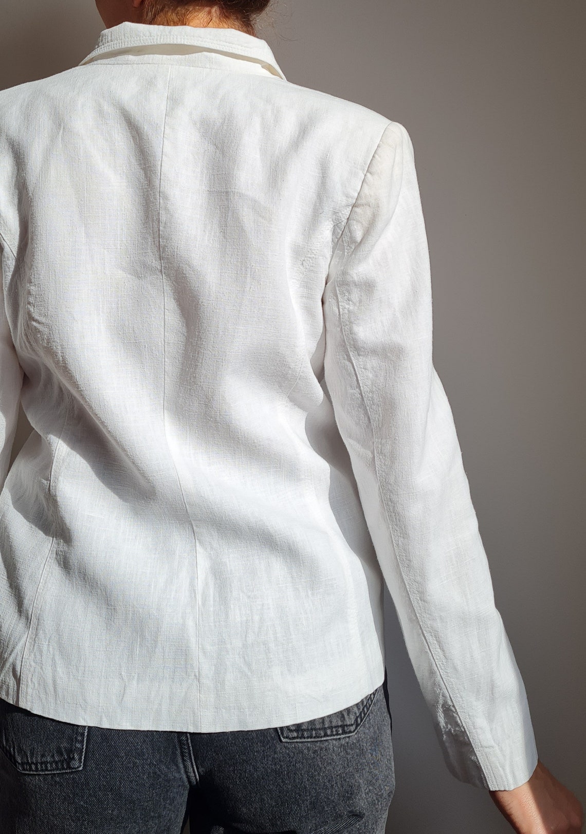 100% Ramie Mac Scott Snow White Vintage 90's Blazer - Etsy