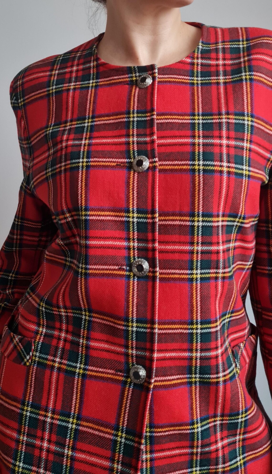Vintage Pure New Wool Tartan Blazer|made in UK Red Checkered Jacket ...