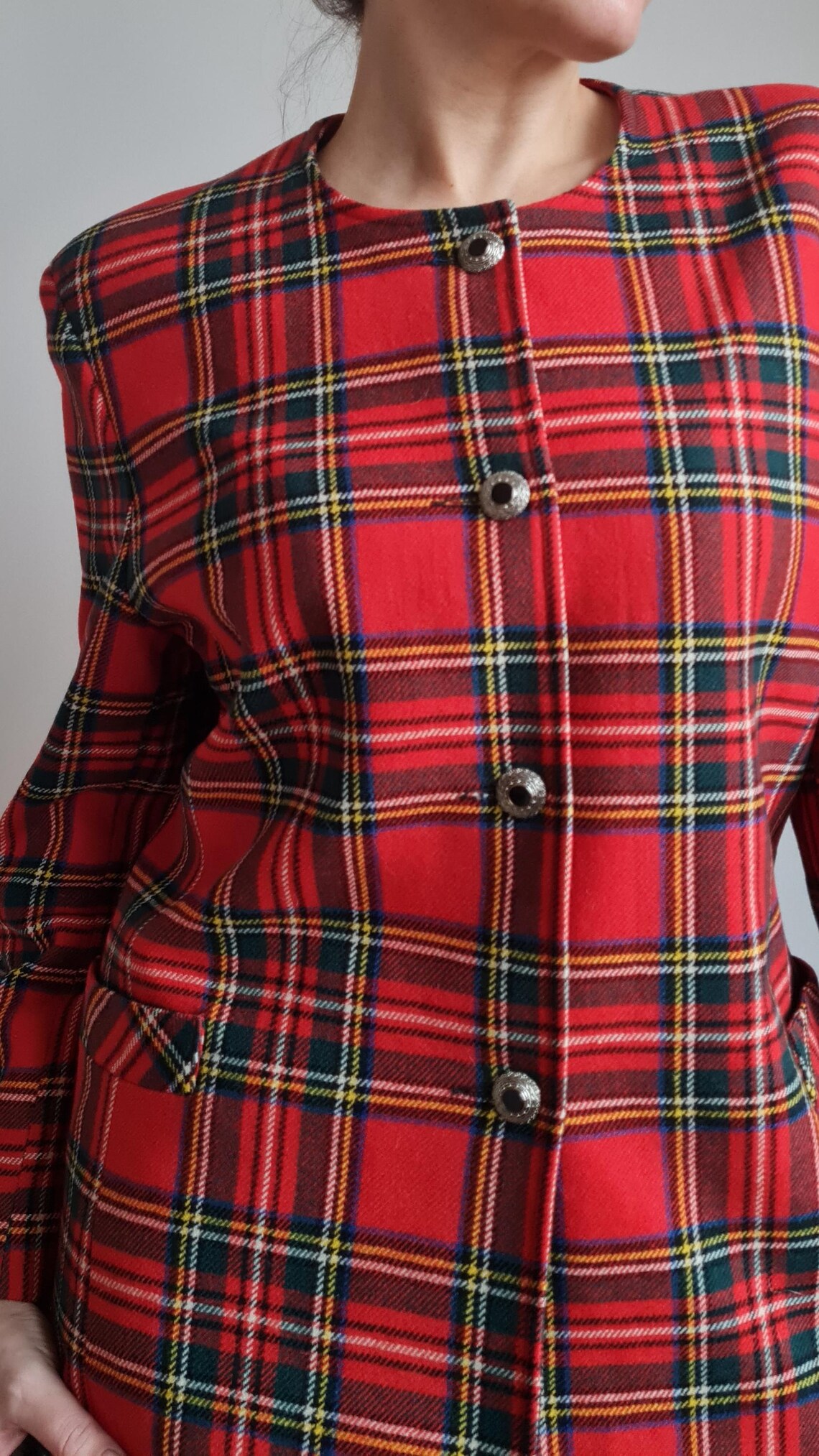 Vintage Pure New Wool Tartan Blazer|made in UK Red Checkered Jacket ...