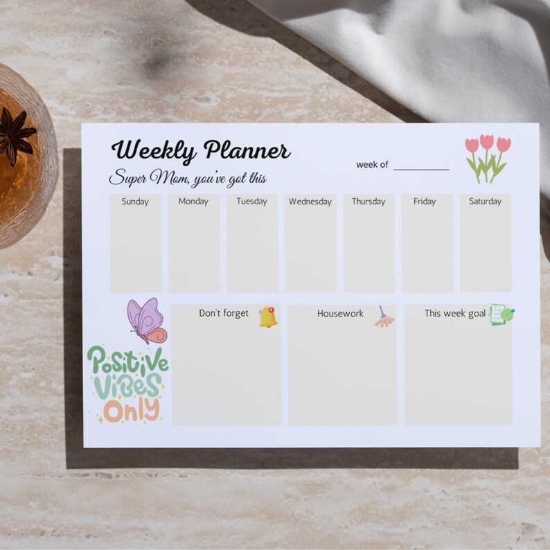 Mom Planner Printable | Weekly Organizer + Habit & Mood Tracker + Meal ...