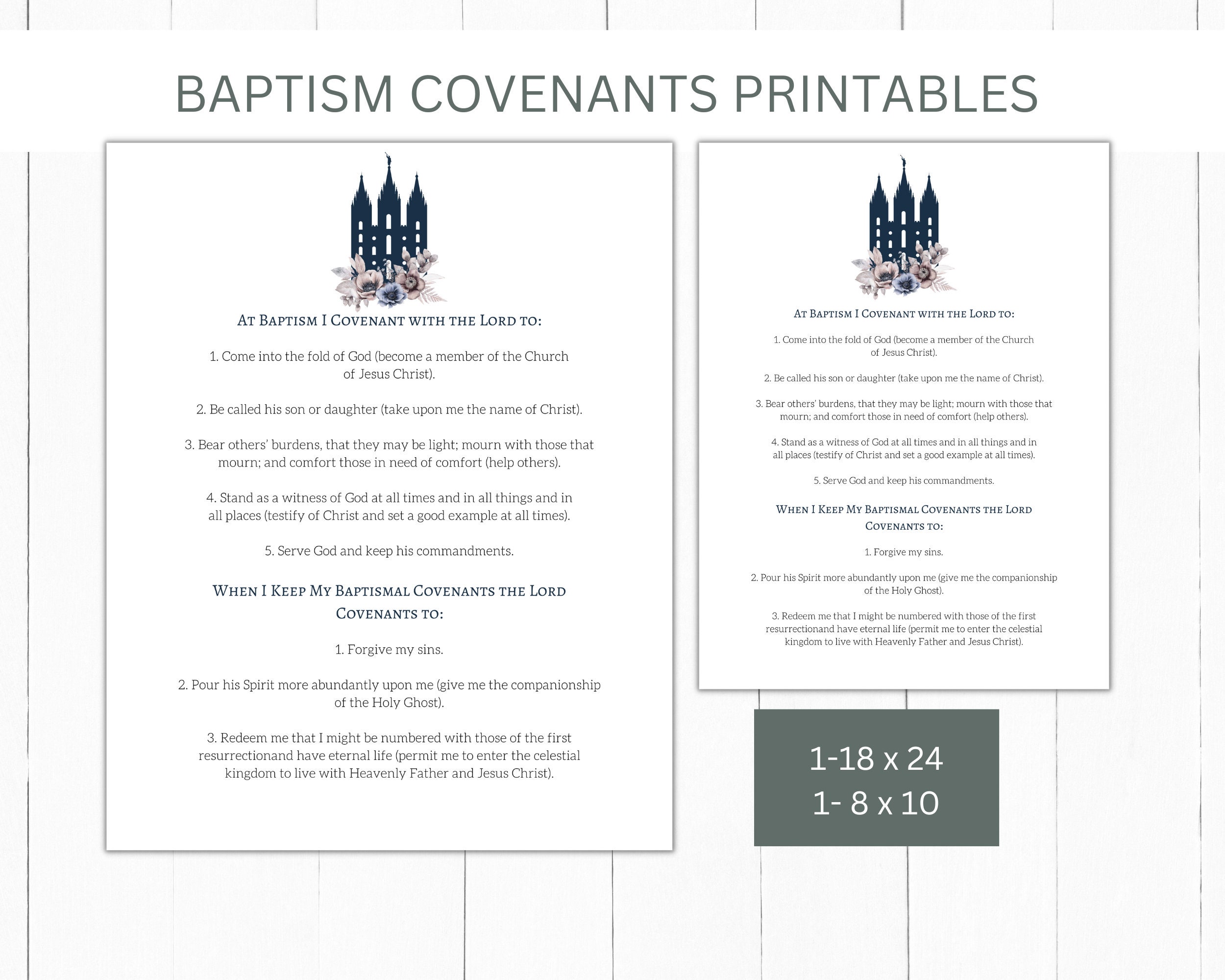 LDS Baptism Covenant Set Printable Baptism Set Baptism Bundle Printable ...