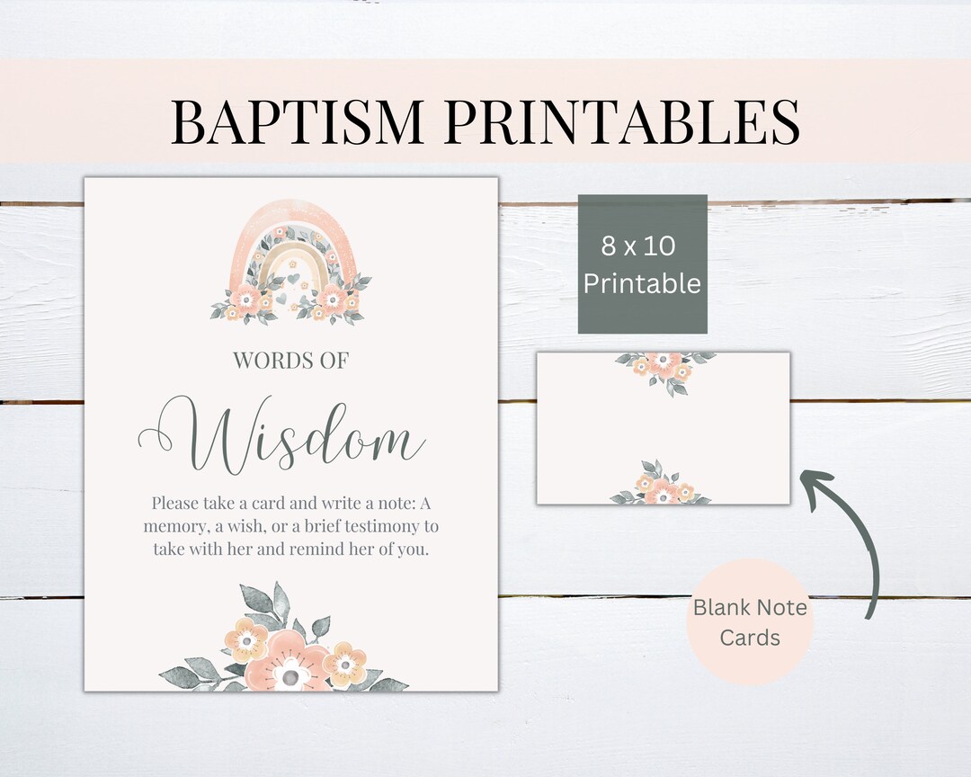 LDS Baptism Scripture Set Printable Words of Wisdom Set Baptism Bundle ...