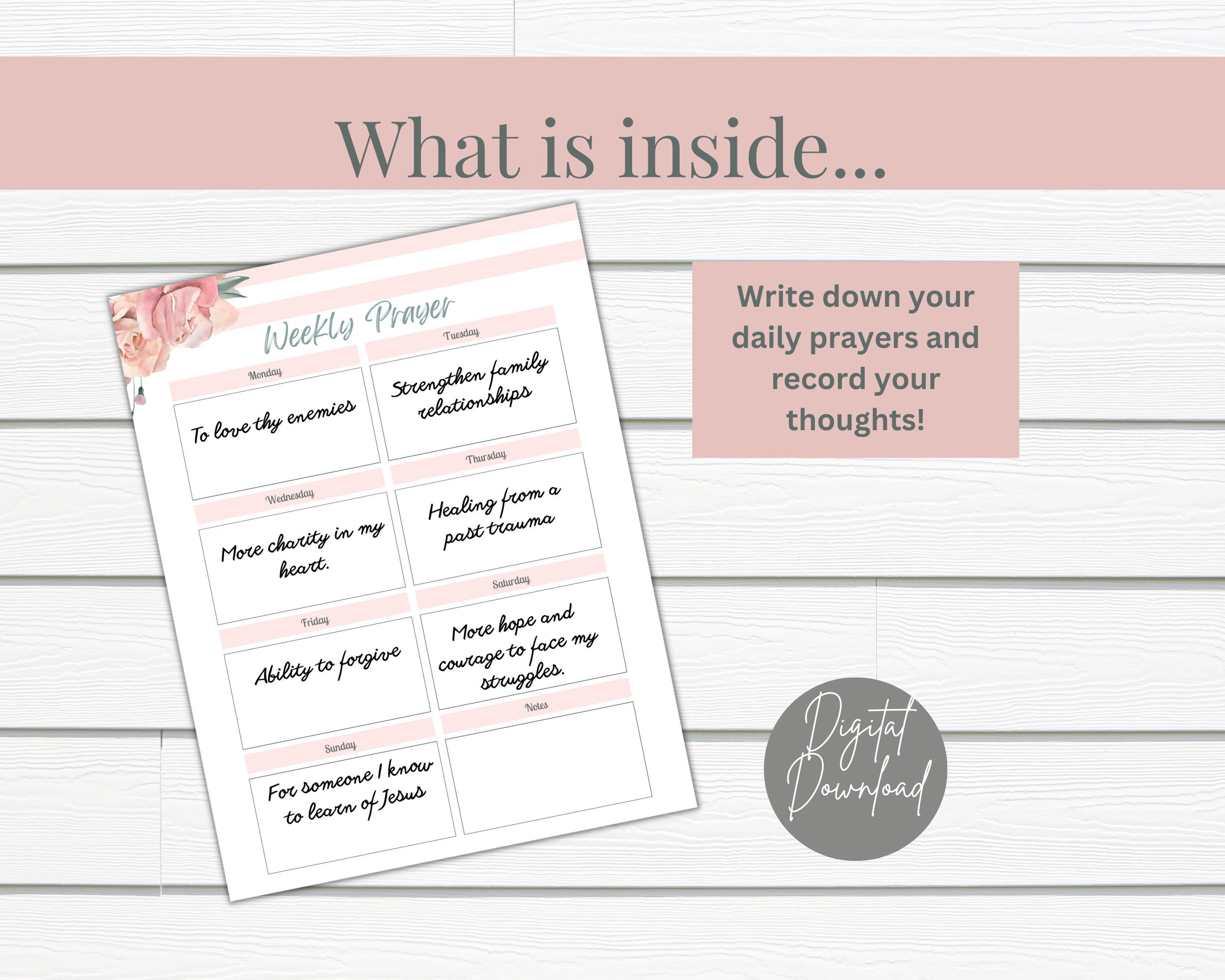 Prayer Journal Bible Study Printable Template Scripture Study Set ...