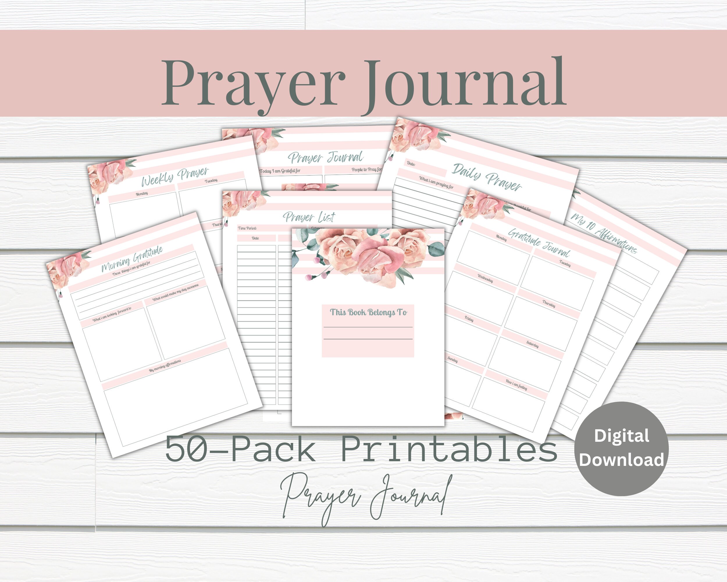 Prayer Journal Bible Study Printable Template Scripture Study Set ...