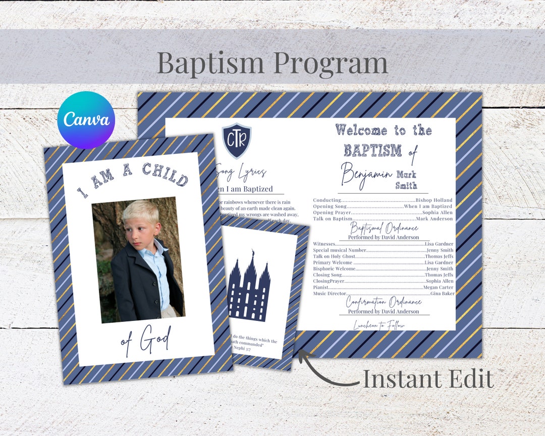 Customizable LDS Baptism Program Editable Program Editable Template ...