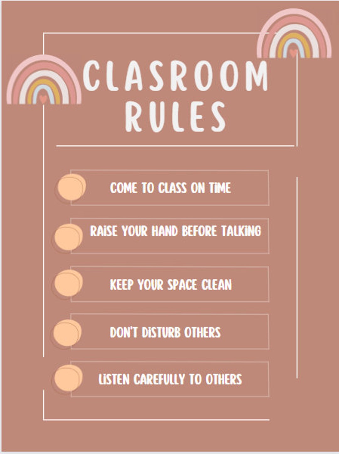 Buy EDITABLE DIGITAL DOWNLOAD Boho Themed Classroom Rules Poster Online ...