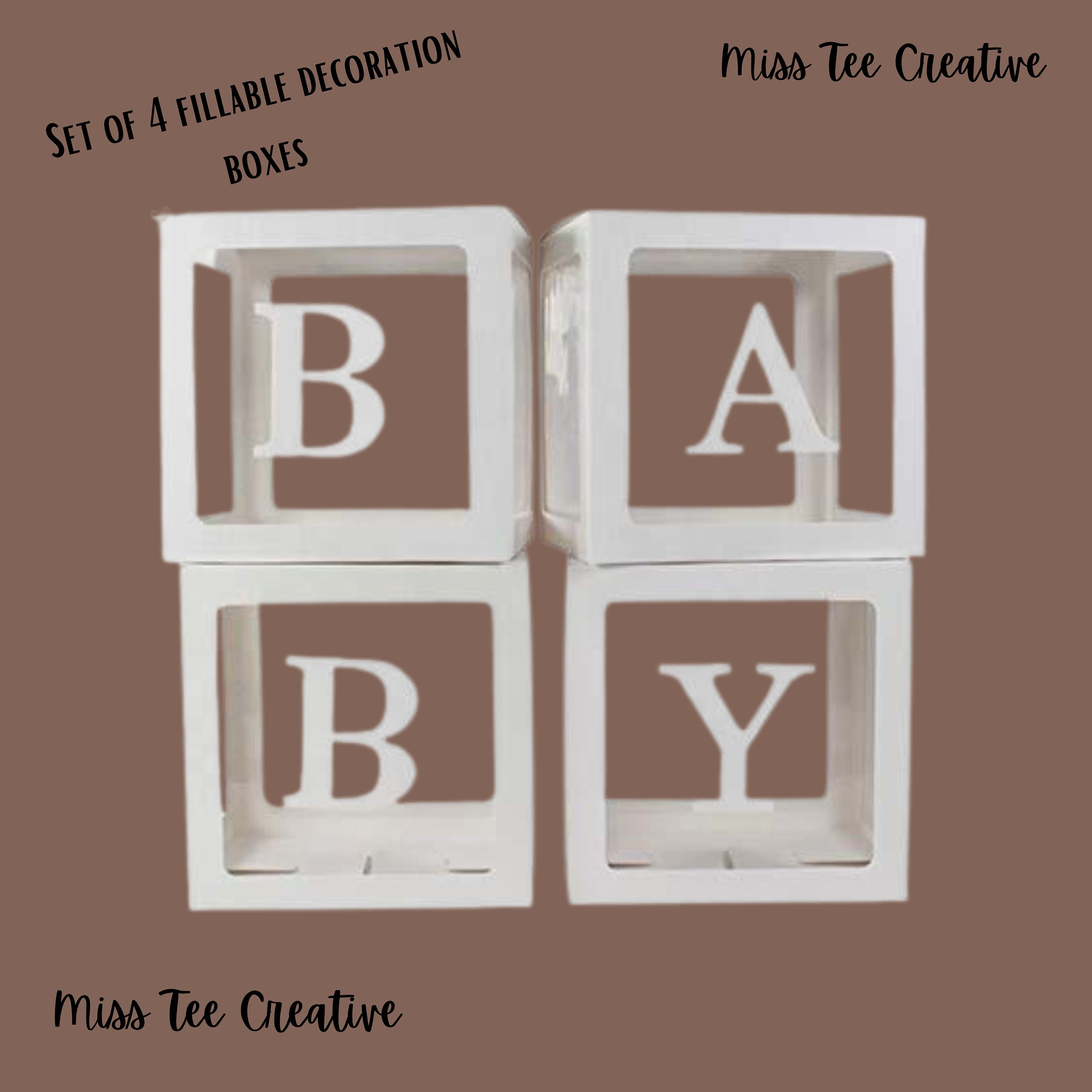 4 Piece Baby Fillable Cube Transparent Boxes Balloon Baby Box Party ...