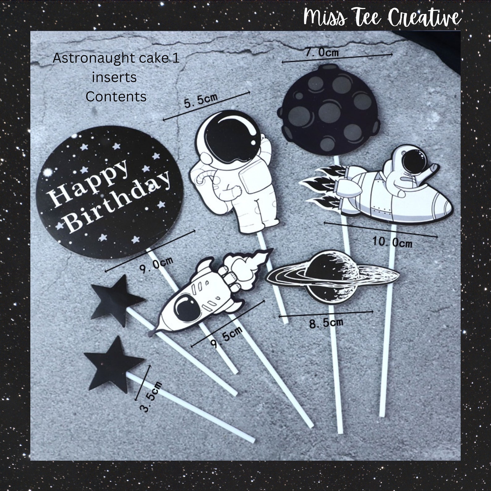 Space Themed Cake Topper Set Spaceship Cake Theme Astronaut Theme ...