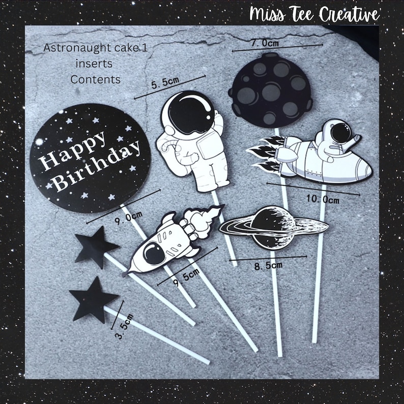 Space Themed Cake Topper Set Spaceship Cake Theme Astronaut Theme ...