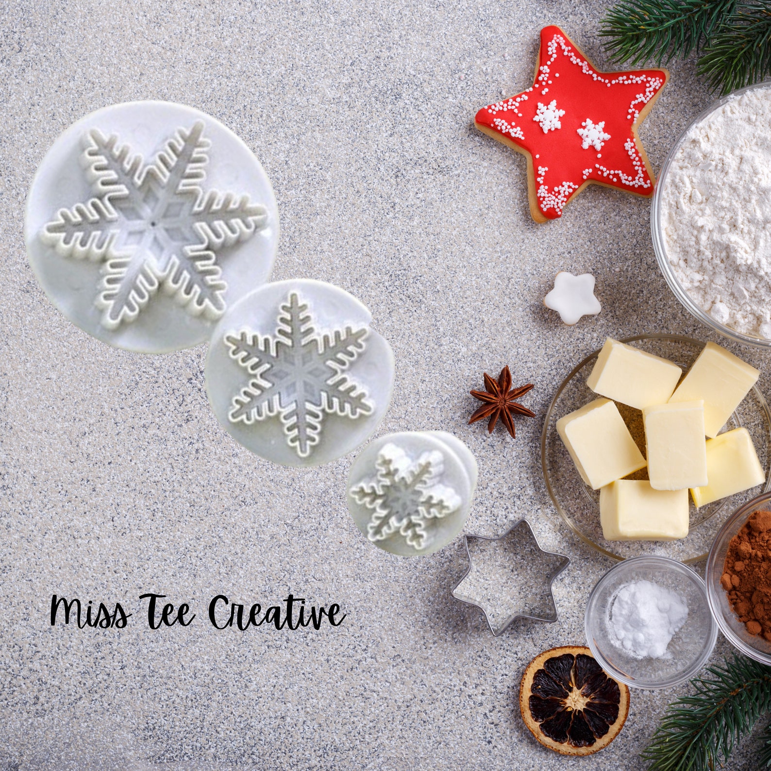 Snowflake Fondant Cutter Set 3 Piece Snowflake Cake Decorating Cutters ...