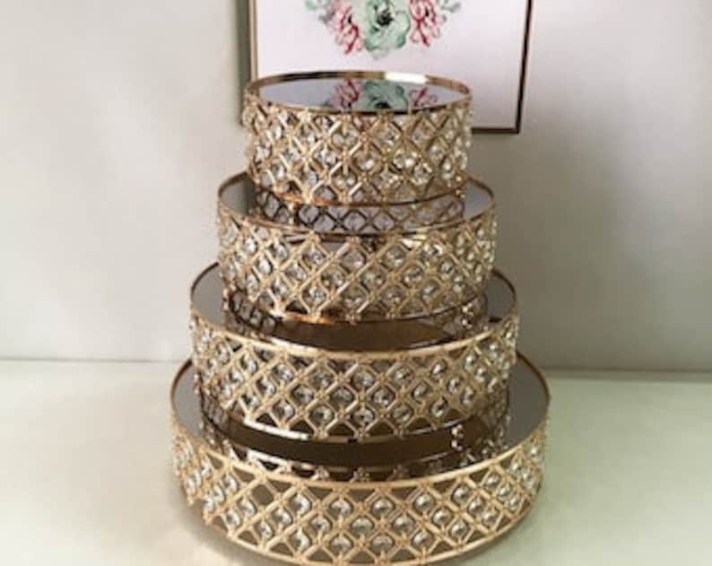 European Style Mirrored Cake Stand Glass Mirror Gold Cake Stand ...