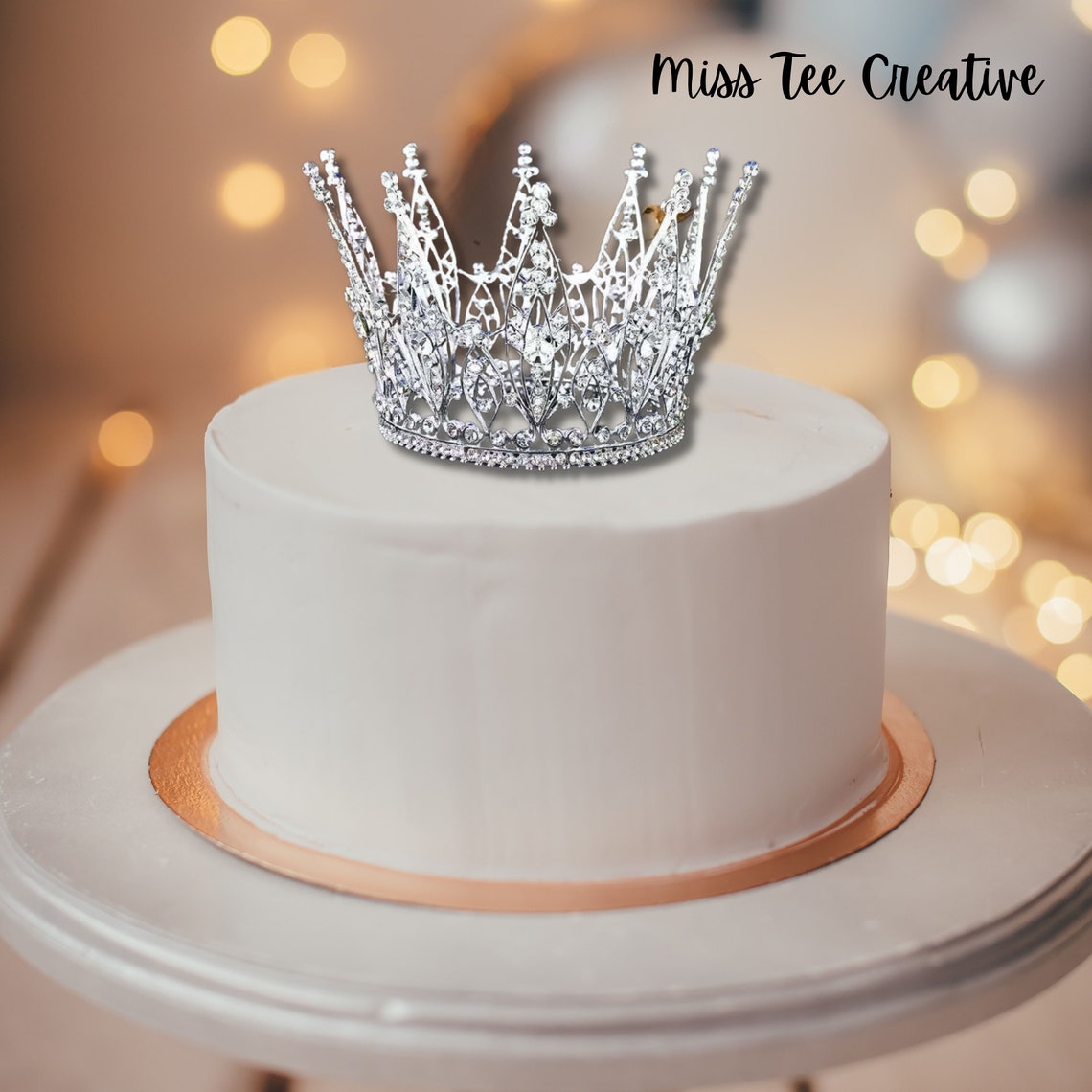 Sparkly Crown Cake Topper Tiara Crystal Rhinestone Wedding Cake Topper ...