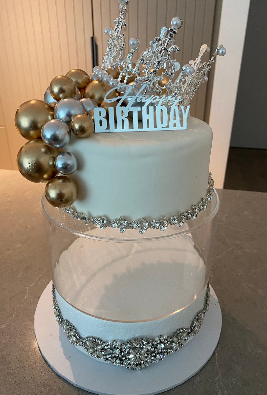 20 Pk Gold and Silver Cake Ball Decorations Various Size and Color Mix ...