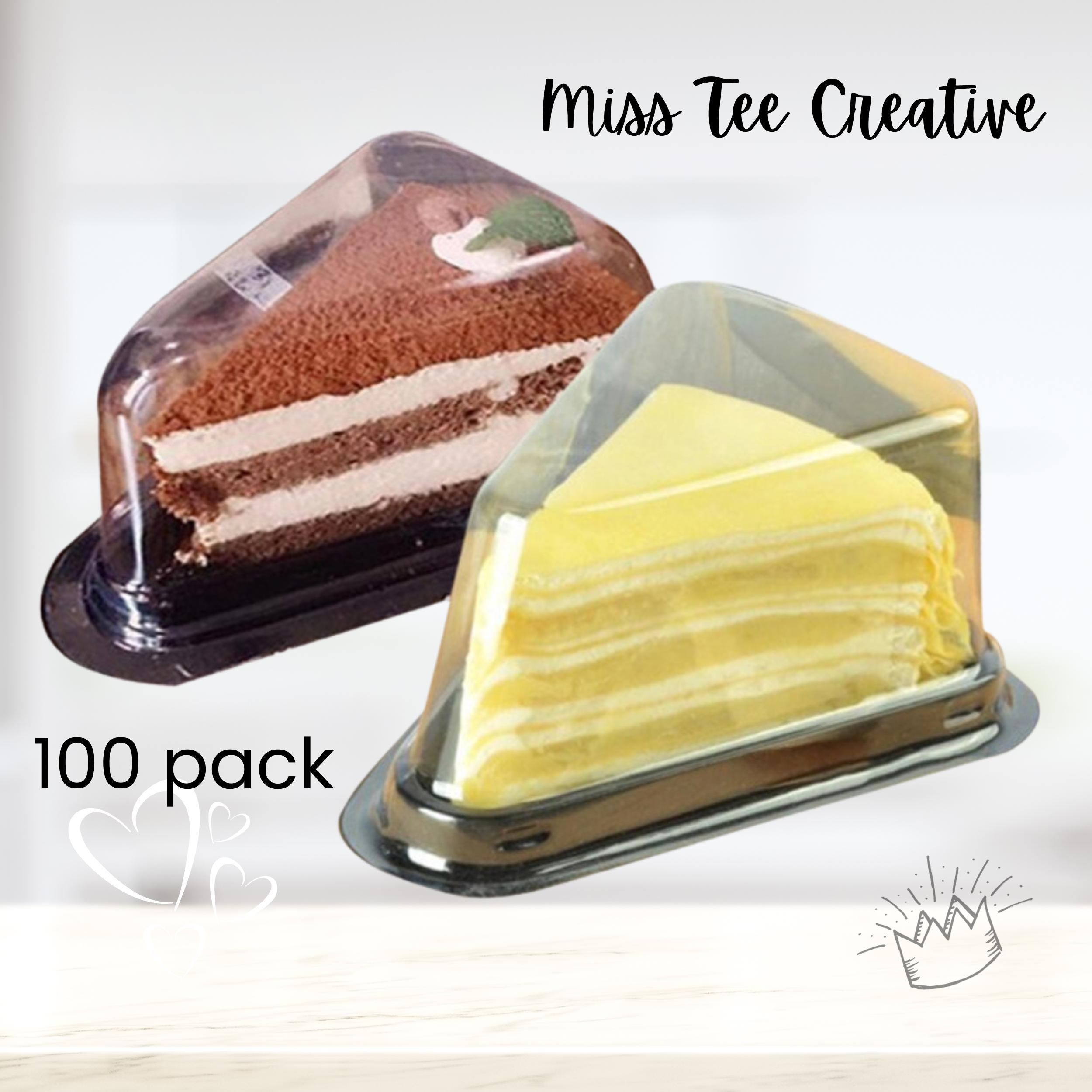 100 Pack Cake Slice Box Party Favor Box Perspex Cake Storage Clear Box ...