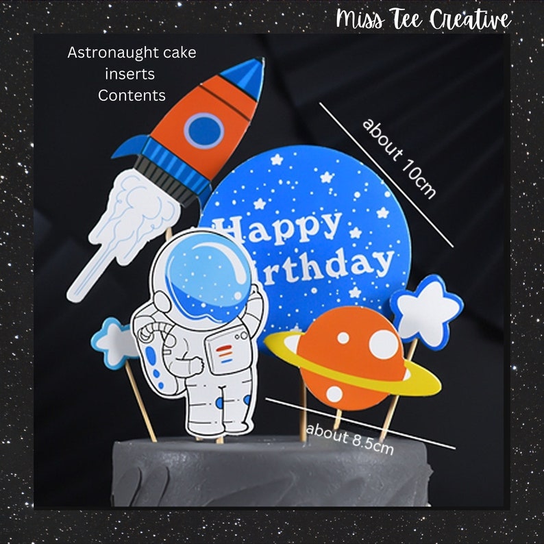 Space Themed Cake Topper Set Spaceship Cake Theme Astronaut Theme ...