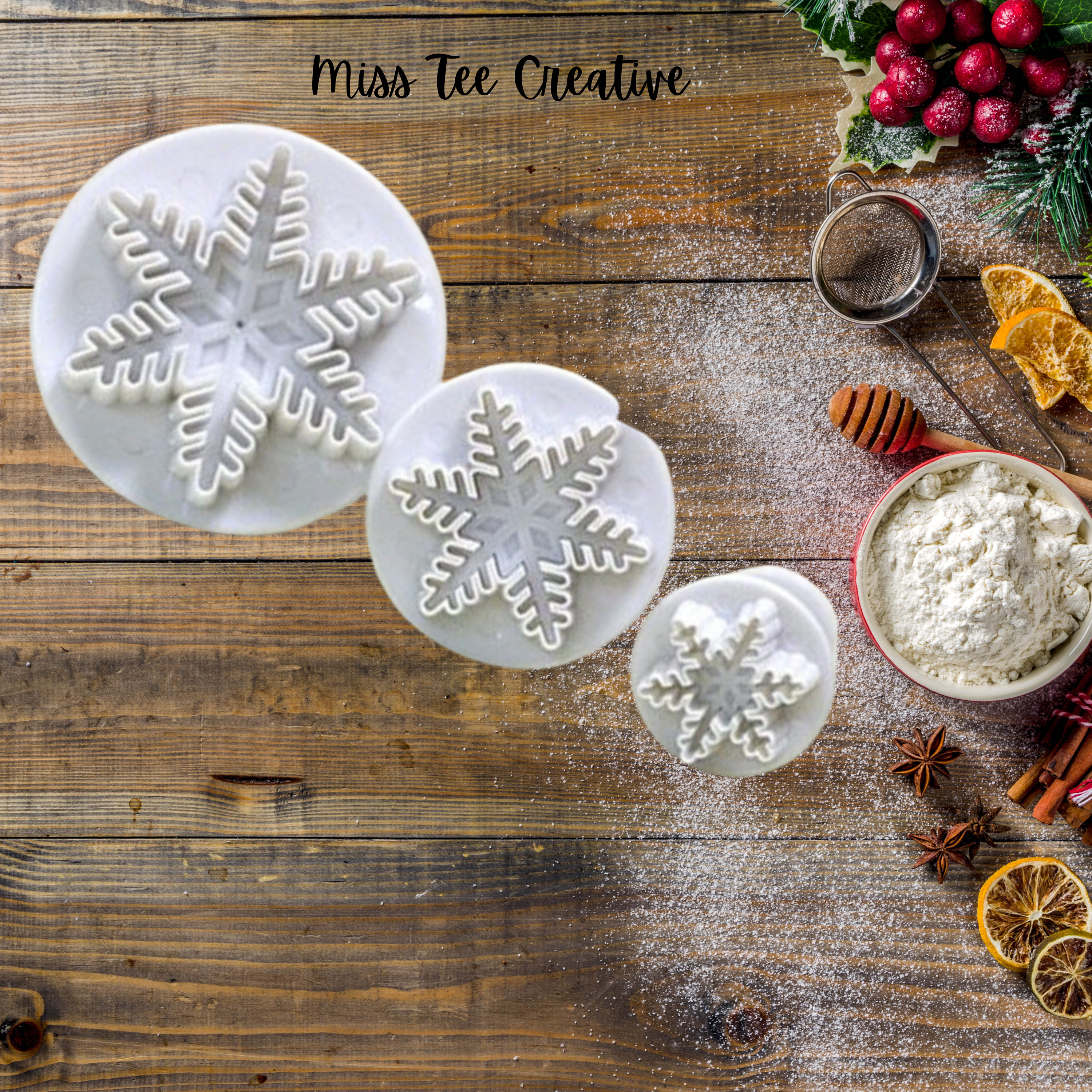 Snowflake Fondant Cutter Set 3 Piece Snowflake Cake Decorating Cutters ...