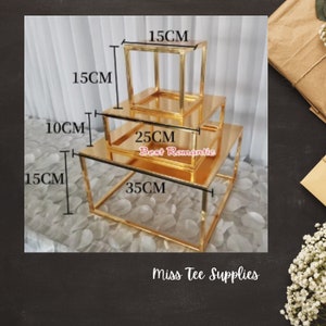 3 Pack Metallic Square Cake Separator 3 Pk Golden Round Cake Divider ...