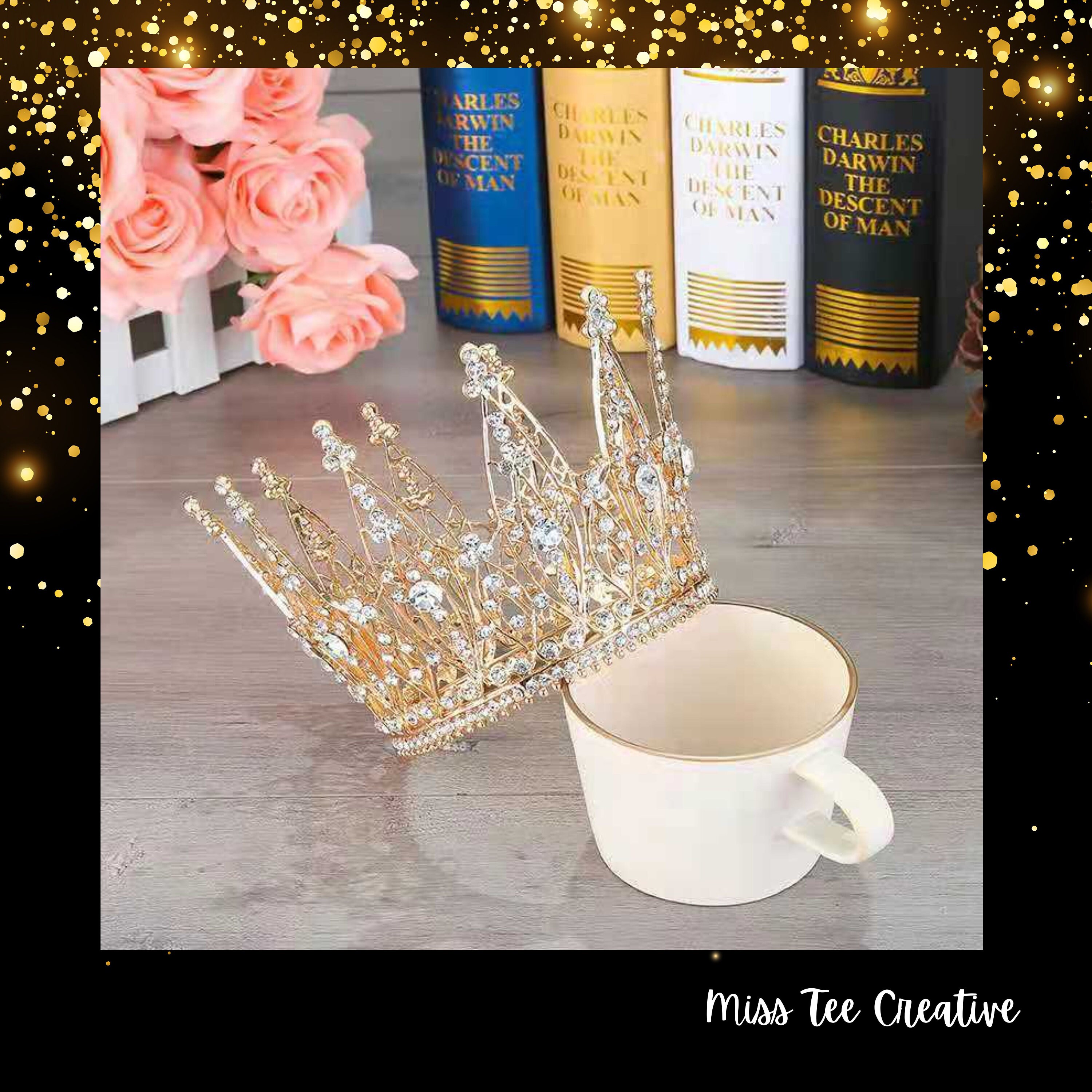 Sparkly Crown Cake Topper Tiara Crystal Rhinestone Wedding Cake Topper ...
