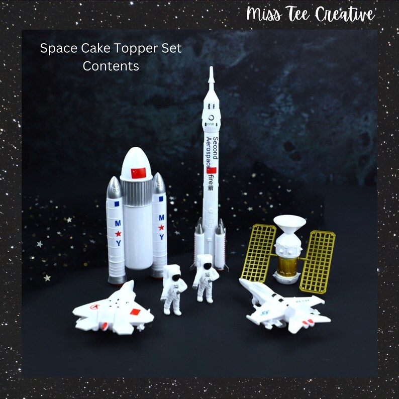 Space Themed Cake Topper Set Spaceship Cake Theme Astronaut Theme ...