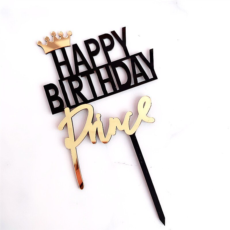 Crown Happy Birthday King Queen Princess Prince Acrylic Cake Topper - Etsy