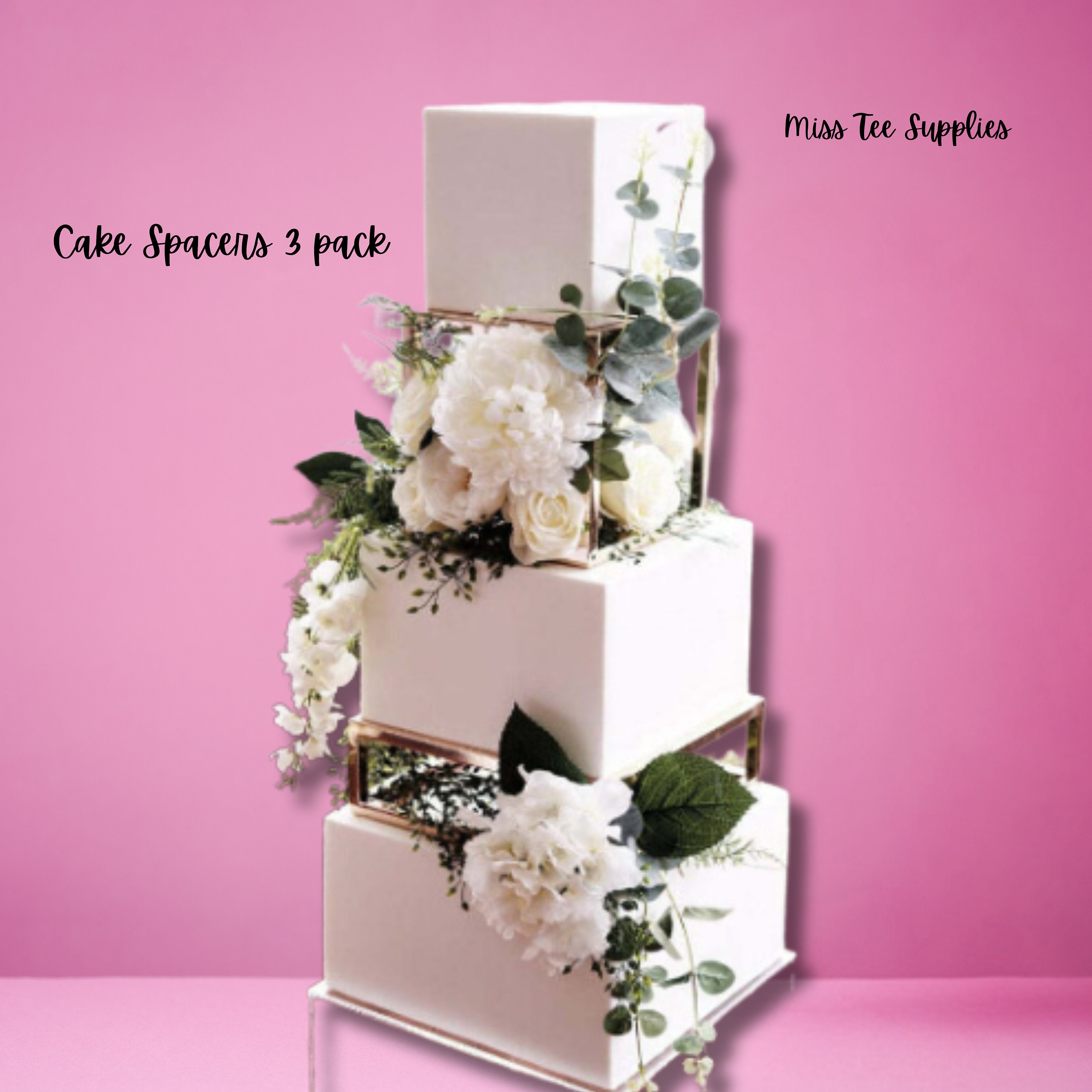 3 Pack Metallic Square Cake Separator 3 Pk Golden Round Cake Divider ...