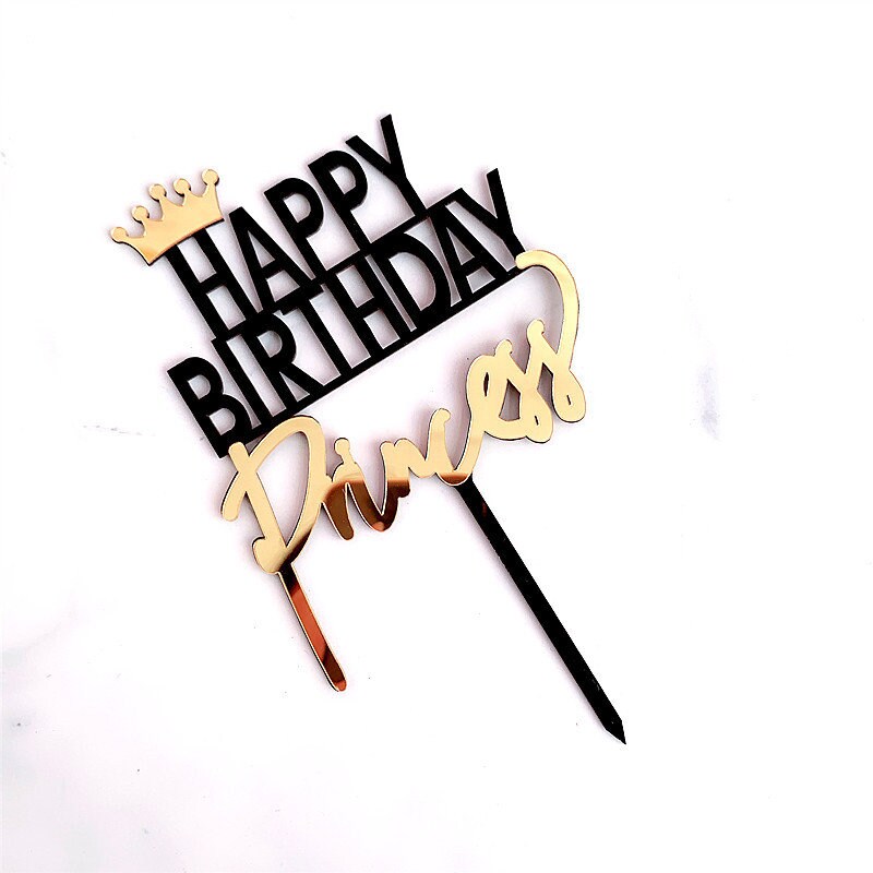 Crown Happy Birthday King Queen Princess Prince Acrylic Cake Topper - Etsy