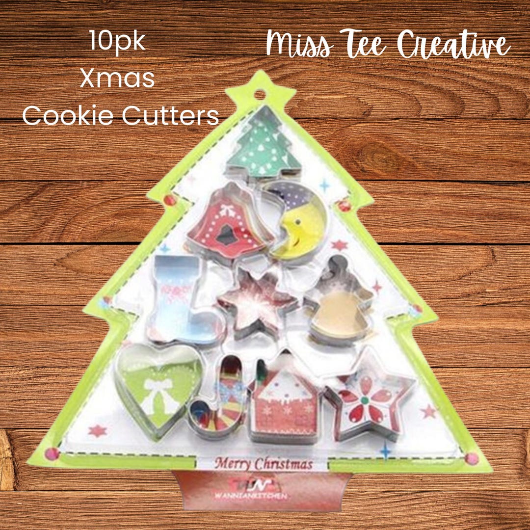 10 Pack Christmas Cookie Cutter Set Festive Shapes for Holiday Baking ...