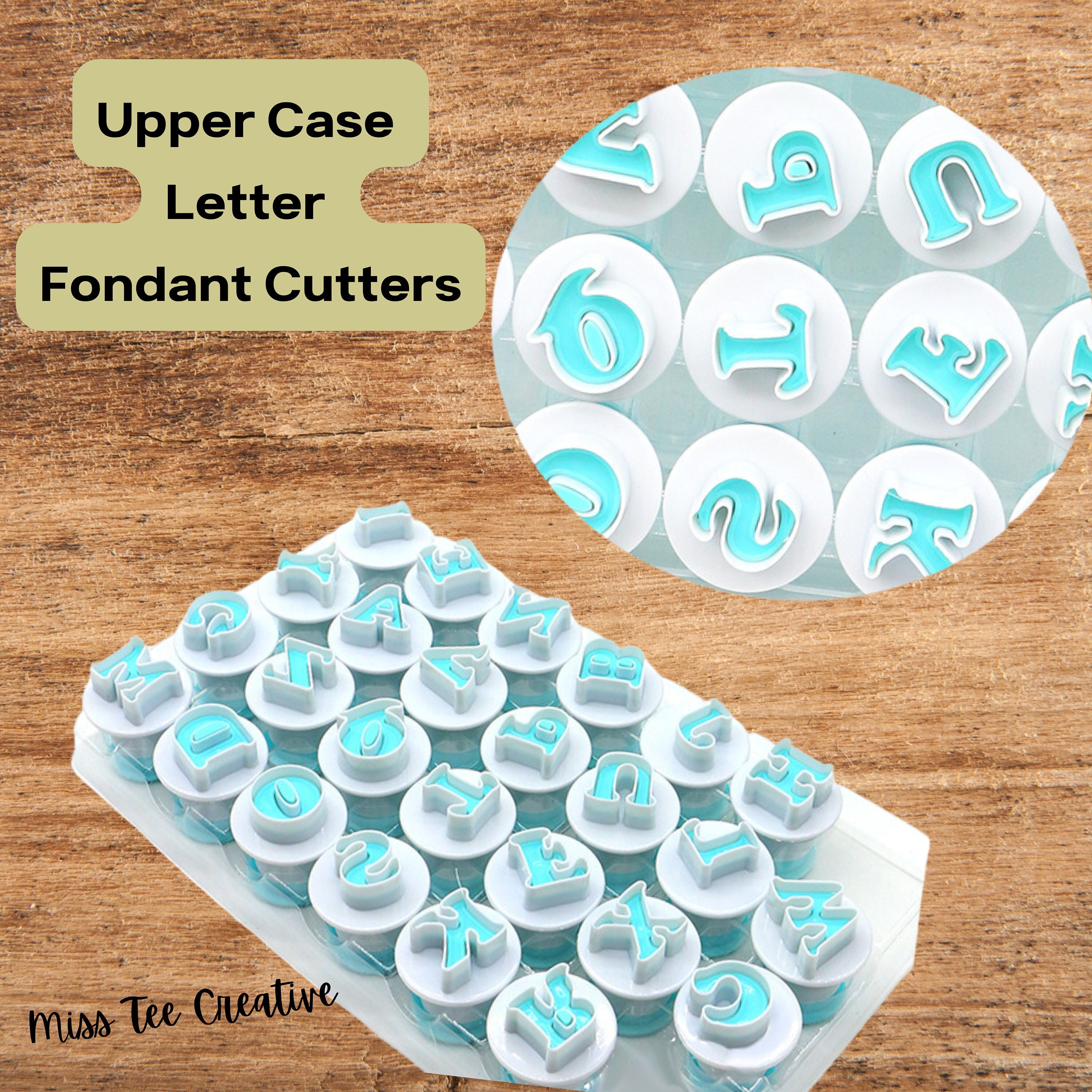26 Piece Fondant Cutters Spring Loaded Letter Cutters Fondant Letters ...